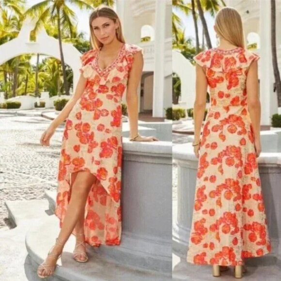 Boston Proper | Dresses | Nwt Boston Proper Embellished Ruffle High Low ...